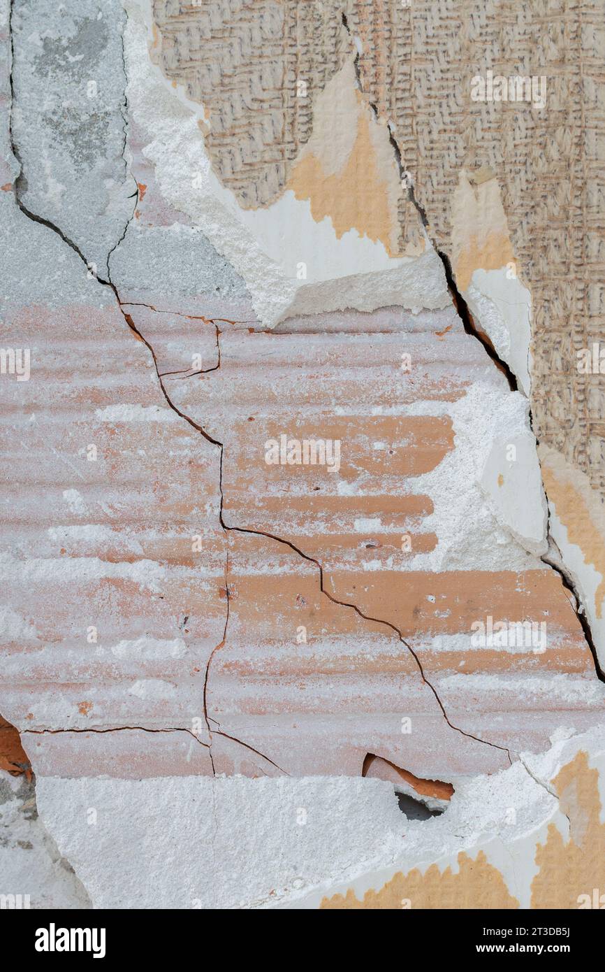 Cracked building wall inside an apartment. Drought and structural ...