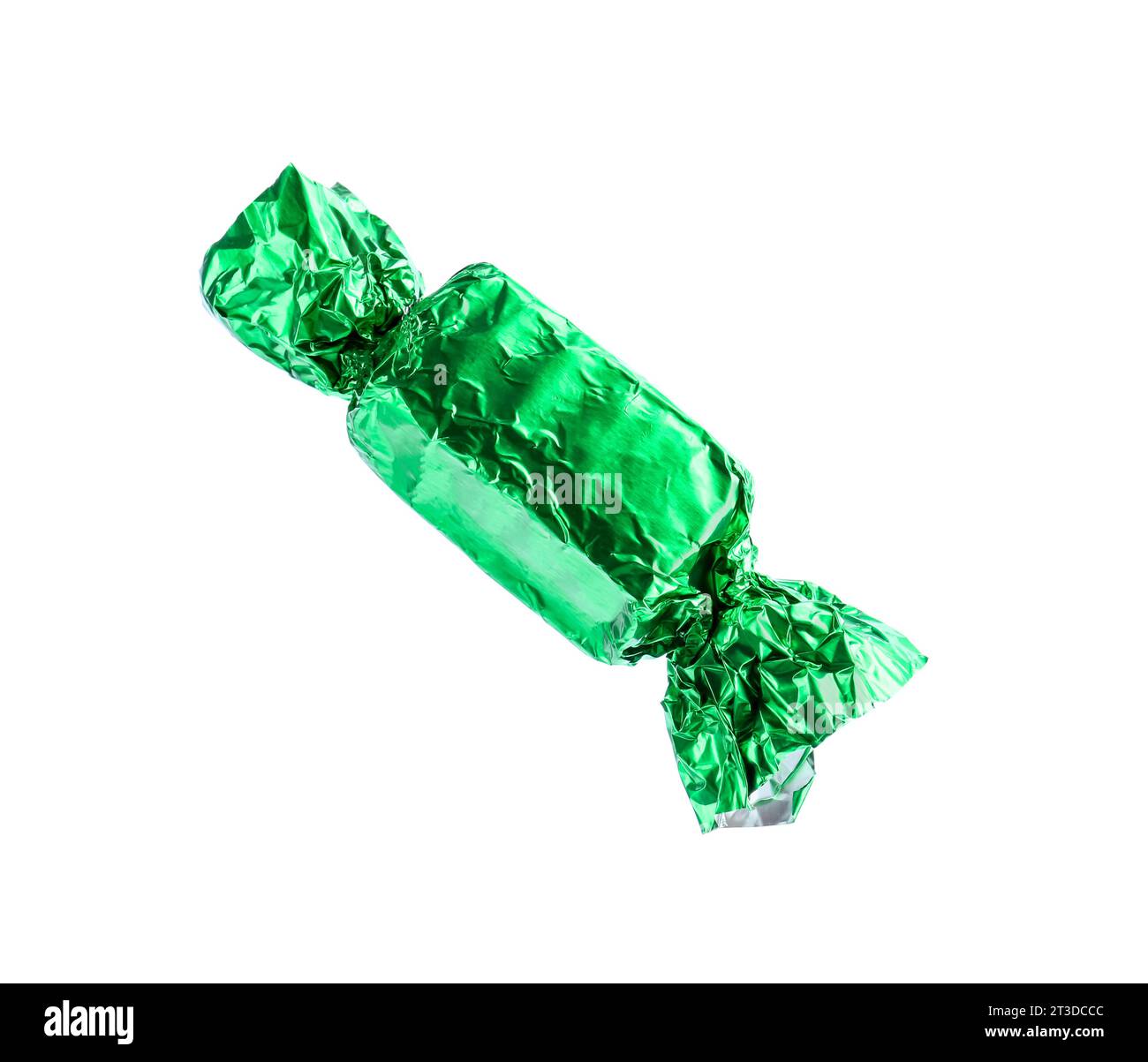Tasty candy in green wrapper isolated on white Stock Photo - Alamy