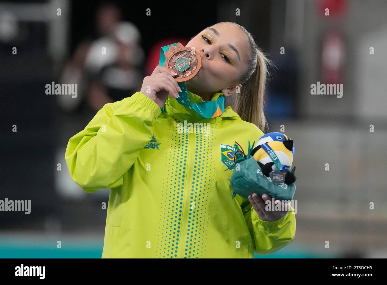 Brazil's Flavia Saraiva kisses her women's uneven bars exercise bronze ...