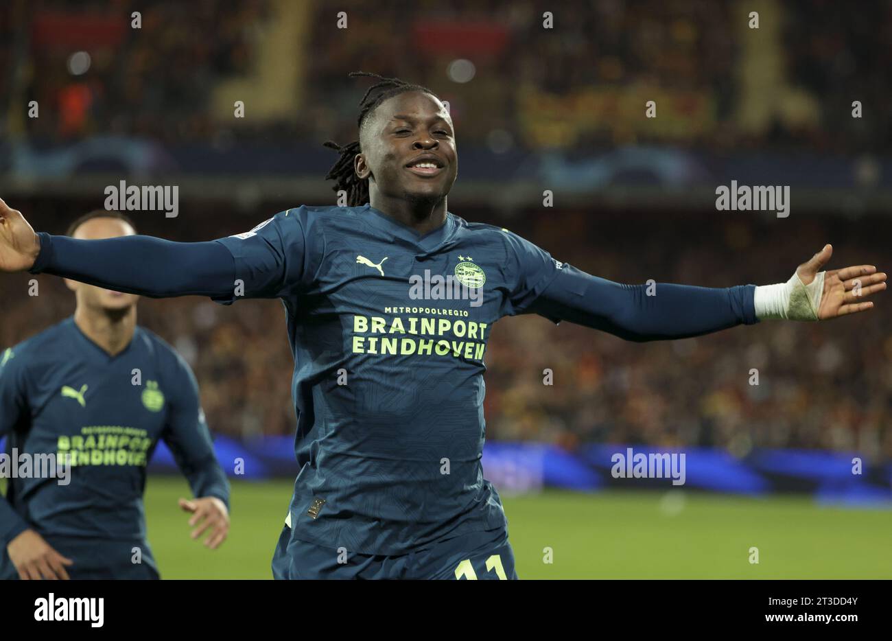 Johan Bakayoko of PSV Eindhoven celebrates his goal during the UEFA ...