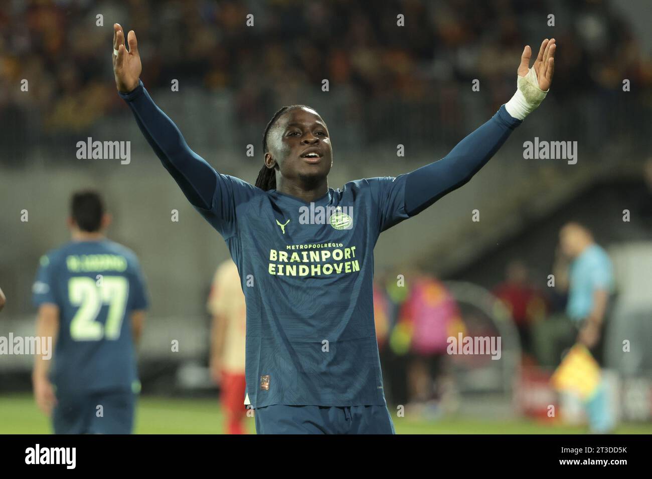Johan Bakayoko of PSV Eindhoven celebrates his goal during the UEFA ... Johan Bakayoko of PSV Eindhoven celebrates his goal during the UEFA ...