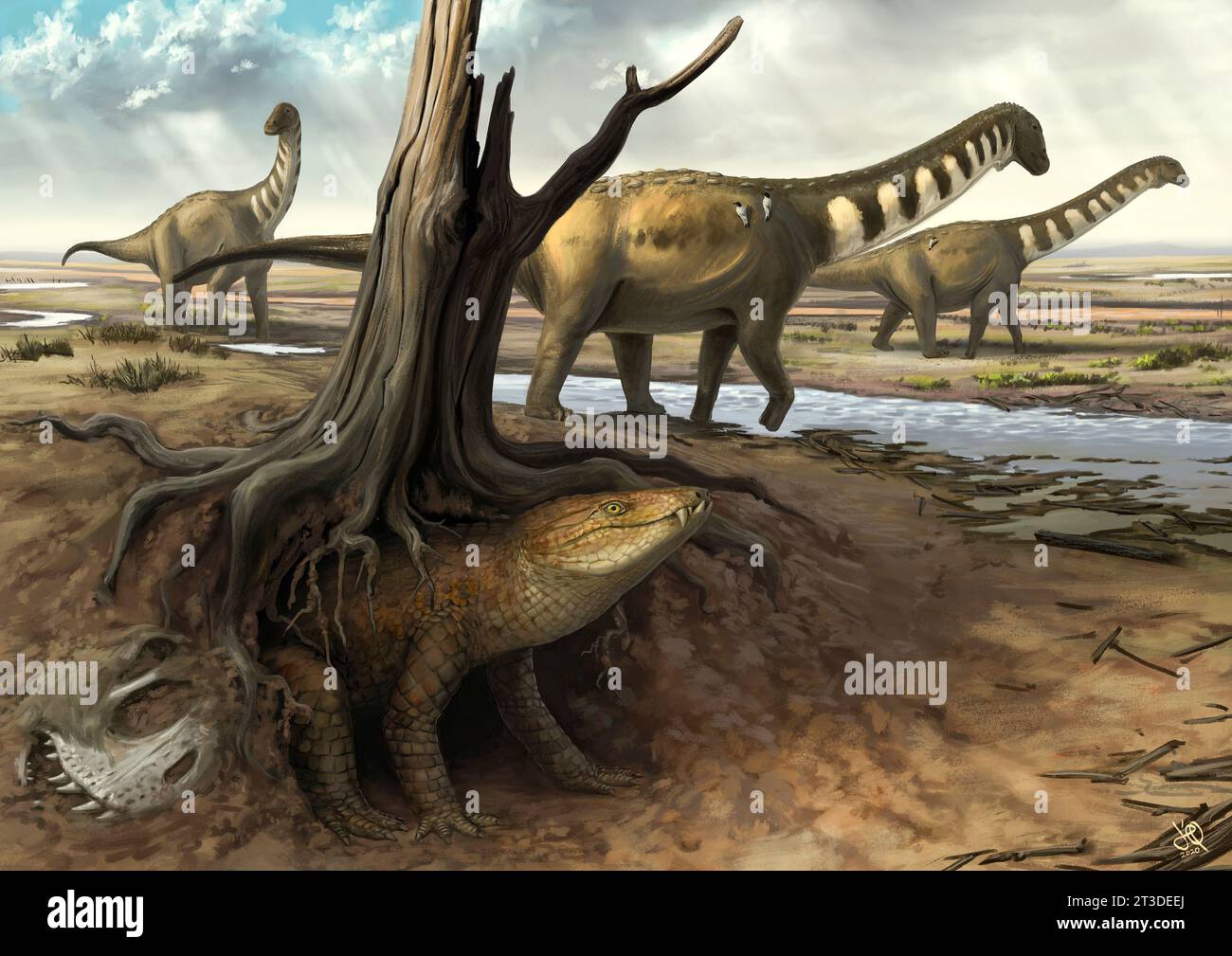 Fauna of the Adamantina Formation, illustration Stock Photo - Alamy