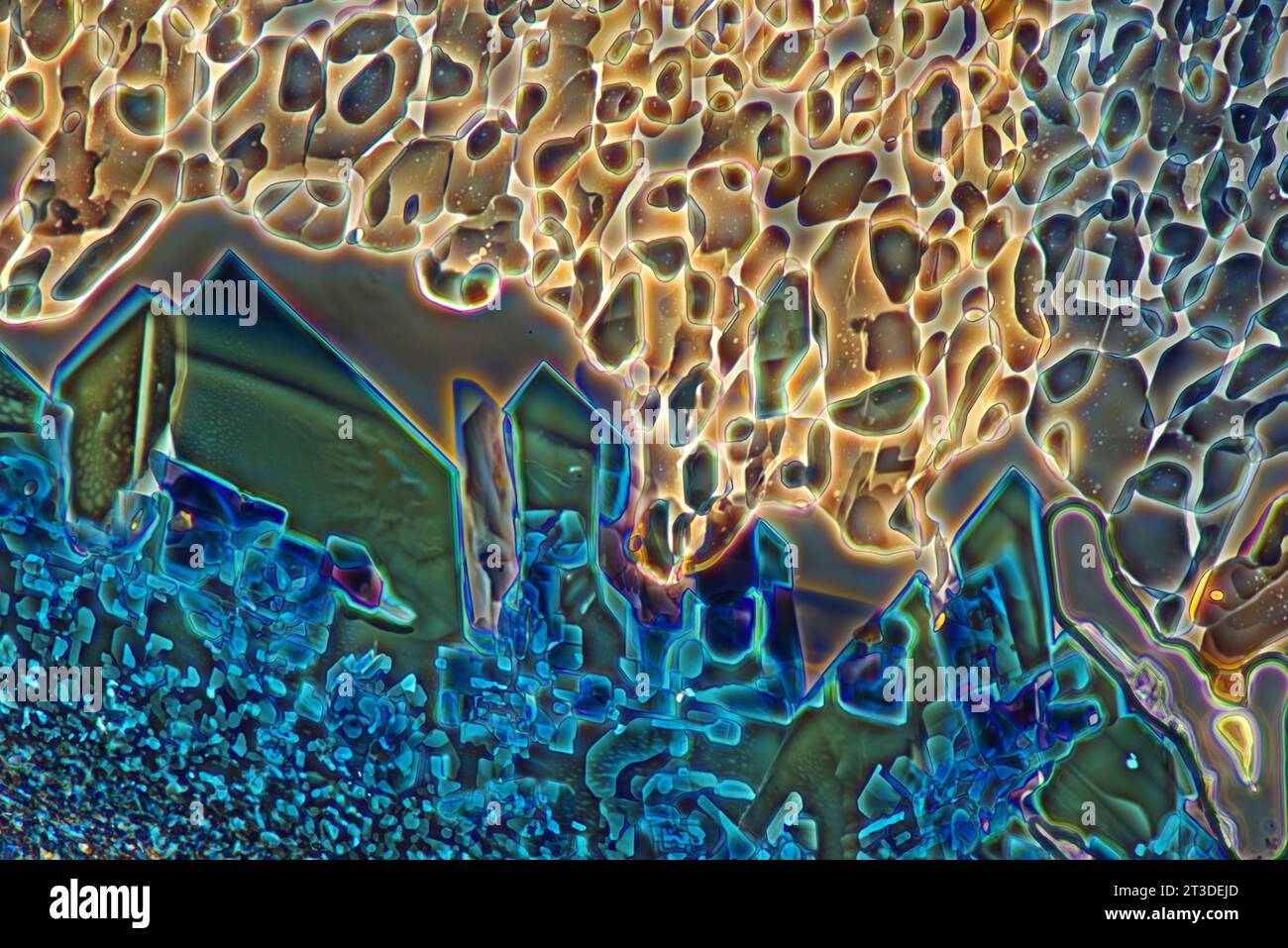 Recrystallised mixture of five chemicals, light micrograph Stock Photo ...