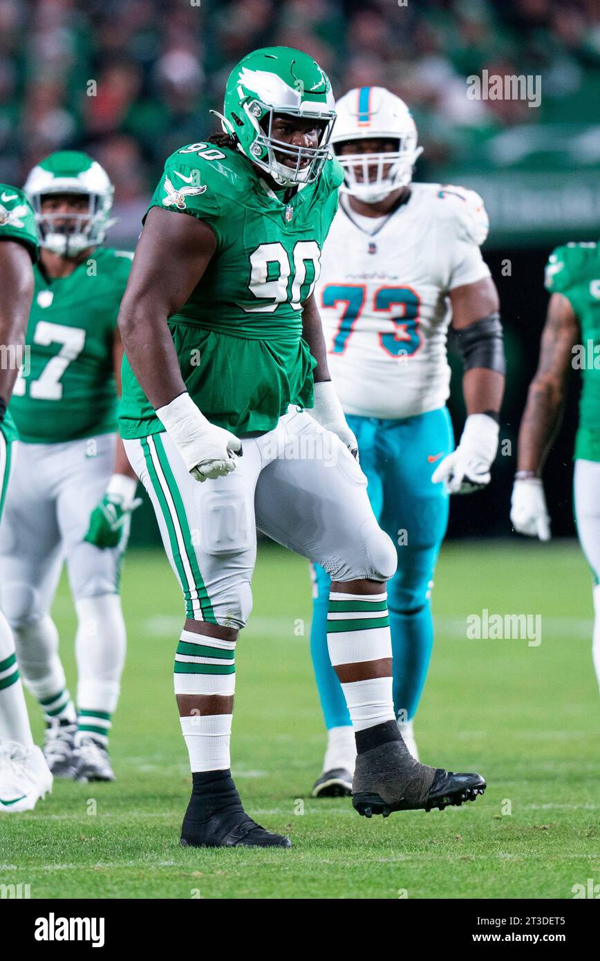 Philadelphia Eagles defensive tackle Jordan Davis (90) reacts during ... Philadelphia Eagles defensive tackle Jordan Davis (90) reacts during ...