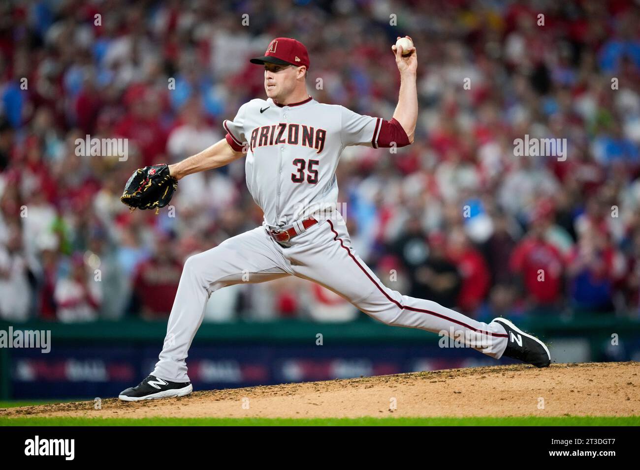 Arizona Diamondbacks relief pitcher Joe Mantiply throws against the Philadelphia Phillies during ...