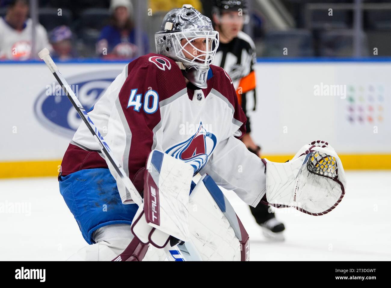 Colorado Avalanche goaltender Alexandar Georgiev watches play during ...