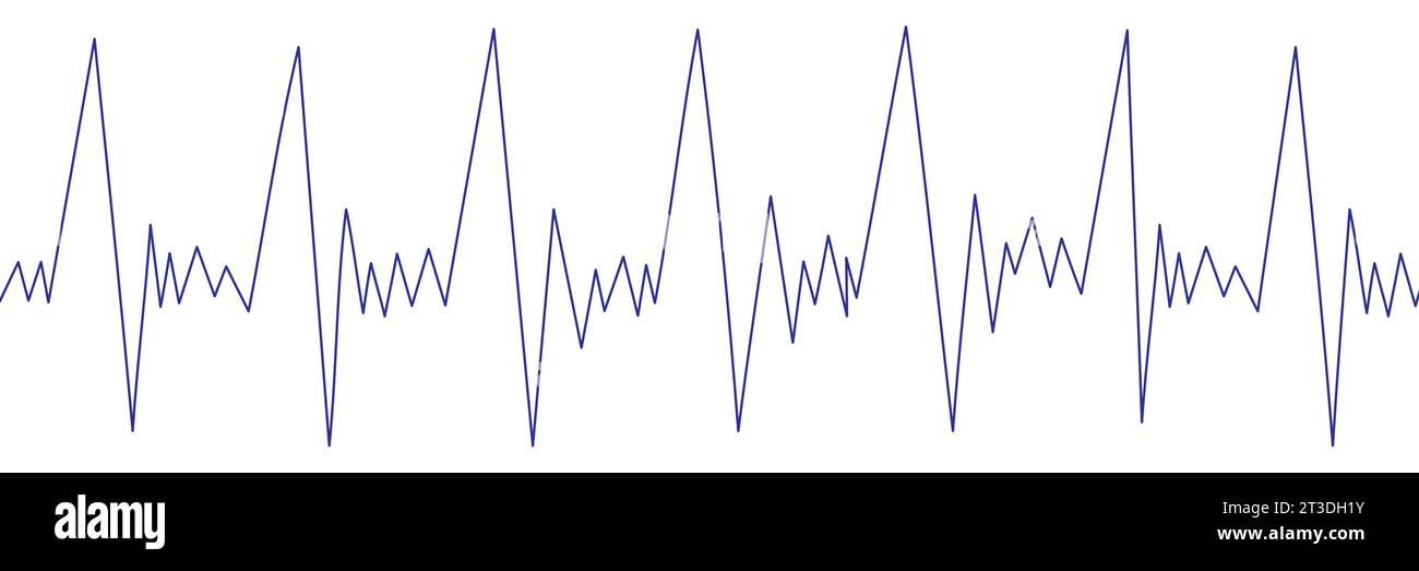 Cardiogram heartbeat blue wave line on a white background, horizontal ...