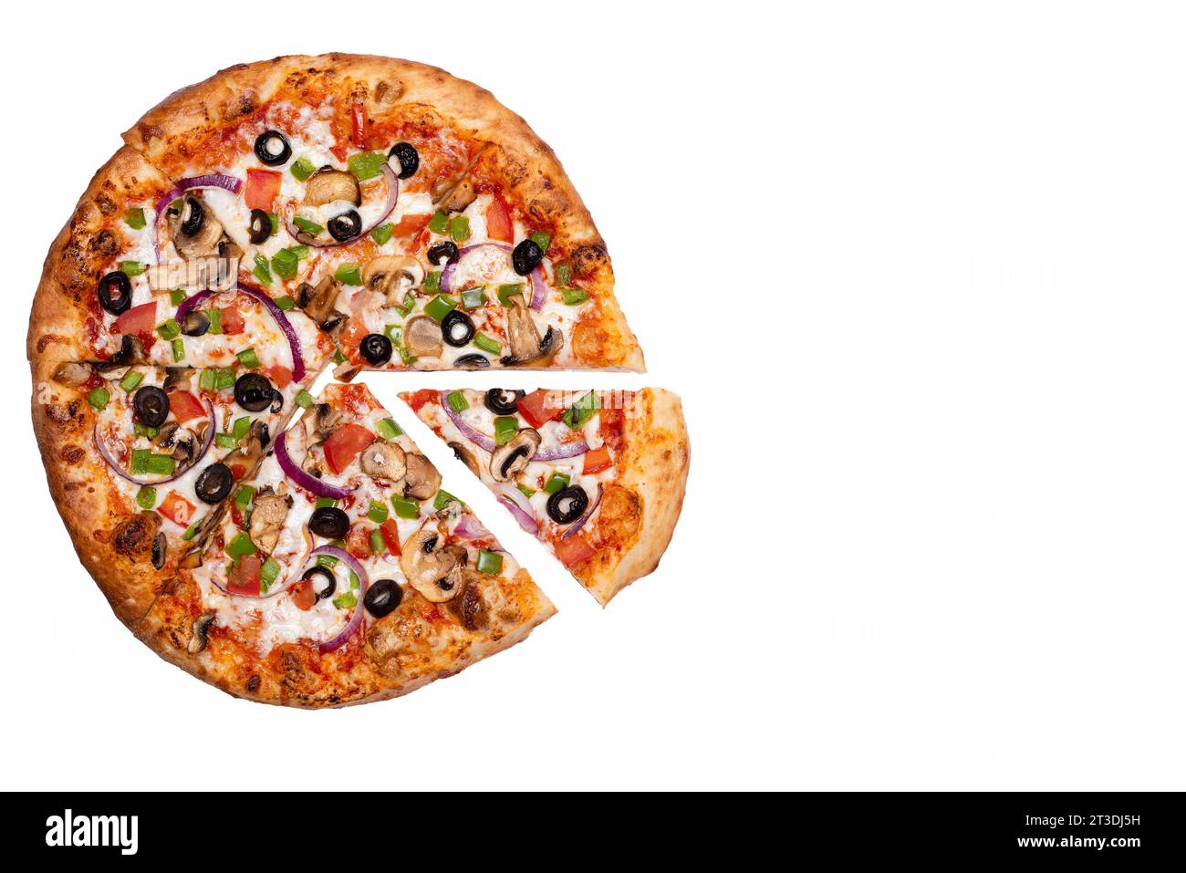 Sliced everything pizza on a white background Stock Photo - Alamy