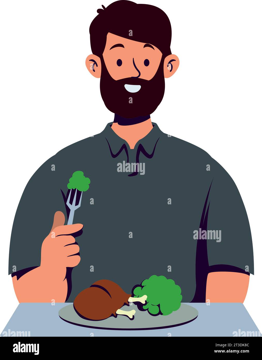 Man eating healthy chicken salad Stock Vector Images - Alamy