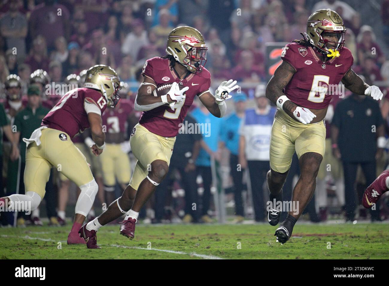 Florida State running back Lawrance Toafili (9) rushes for yardage ...