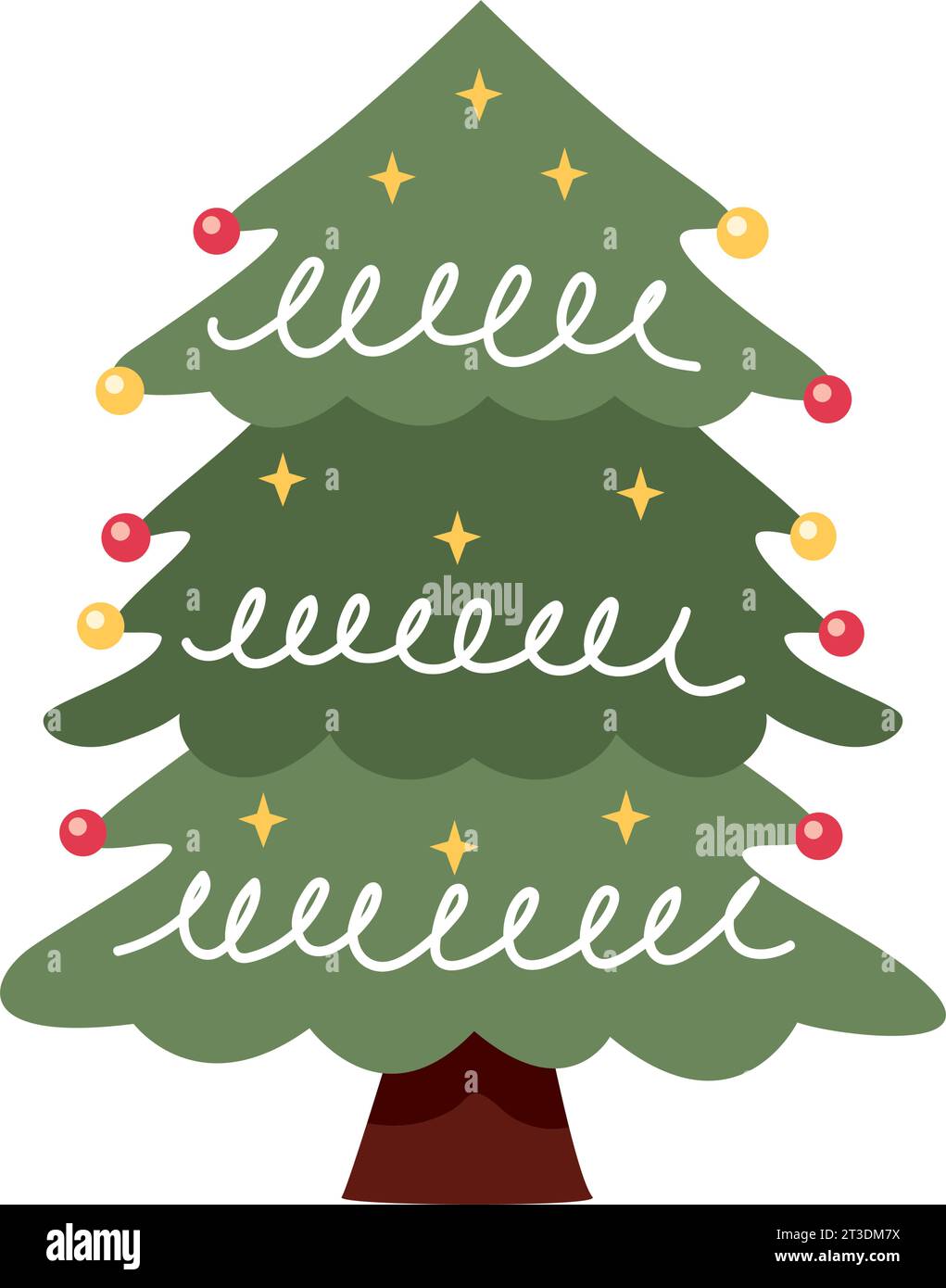 christmas tree with decorations vector isolated Stock Vector Image ...
