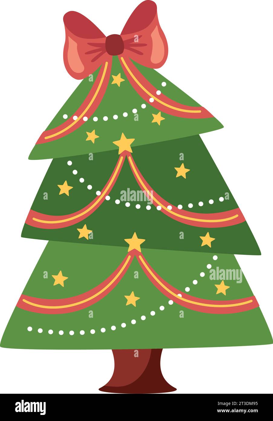 christmas tree with red bow vector isolated Stock Vector Image & Art ...