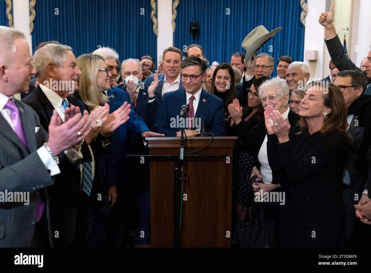 Rep. Mike Johnson, R-La., speaks after he was chosen as the Republicans ...
