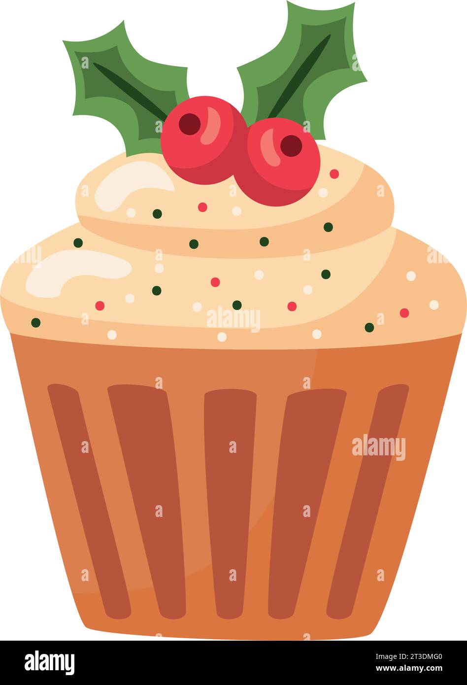 christmas dessert mistletoe cupcake vector isolated Stock Vector Image ...