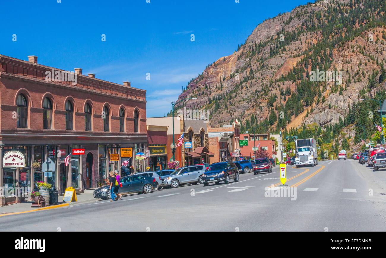 Historic town of Ouray, Colorado, on the Million Dollar Highway (US 550 ...