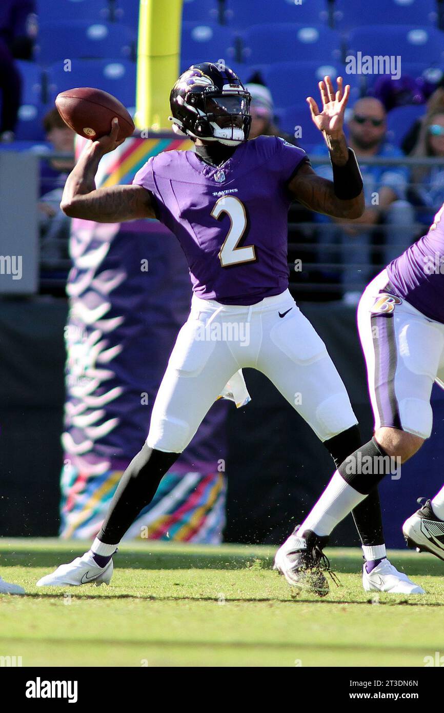 Baltimore Ravens quarterback Tyler Huntley (2) throws during an NFL ...