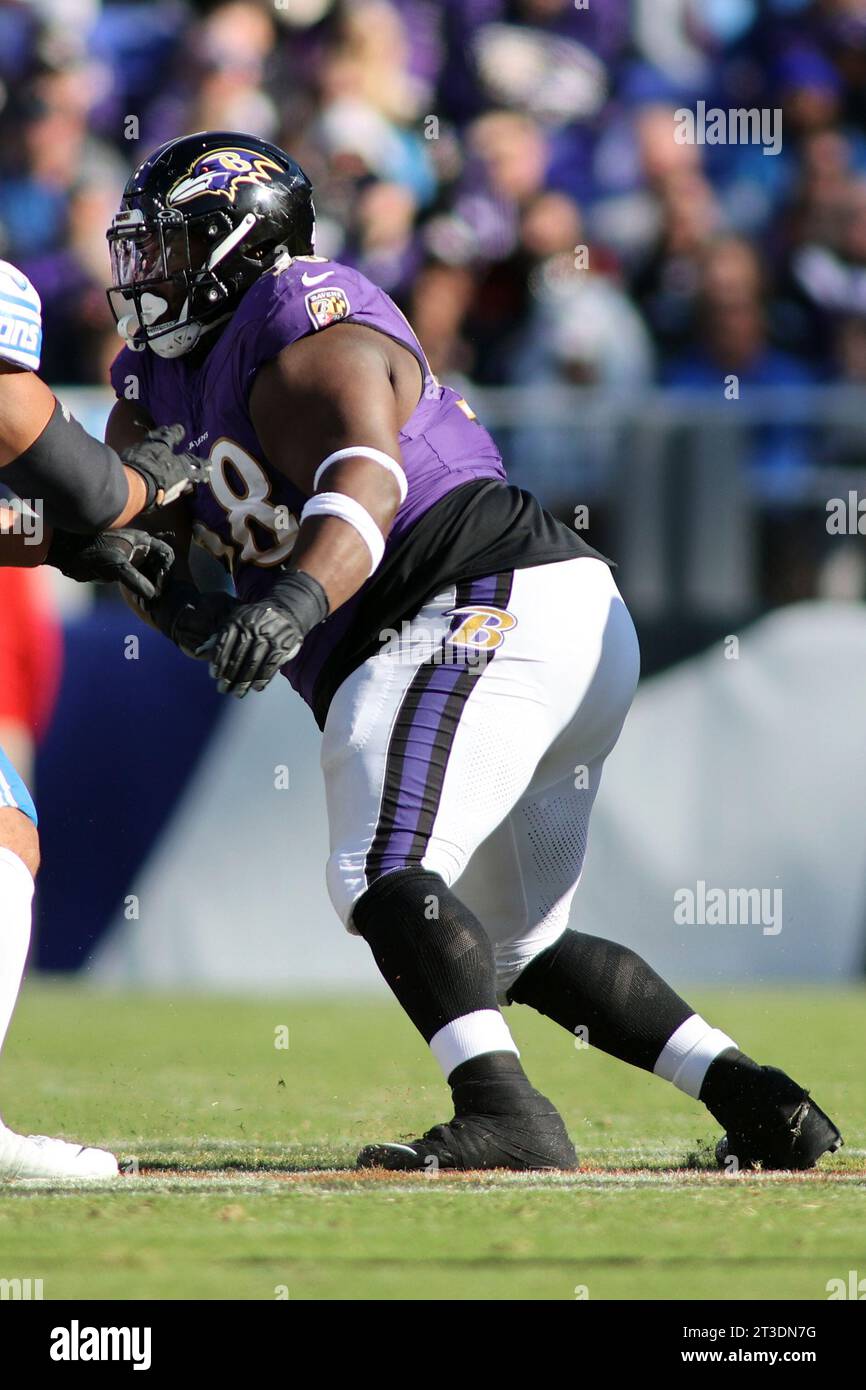 Baltimore Ravens defensive tackle Michael Pierce (58) runs during an ...