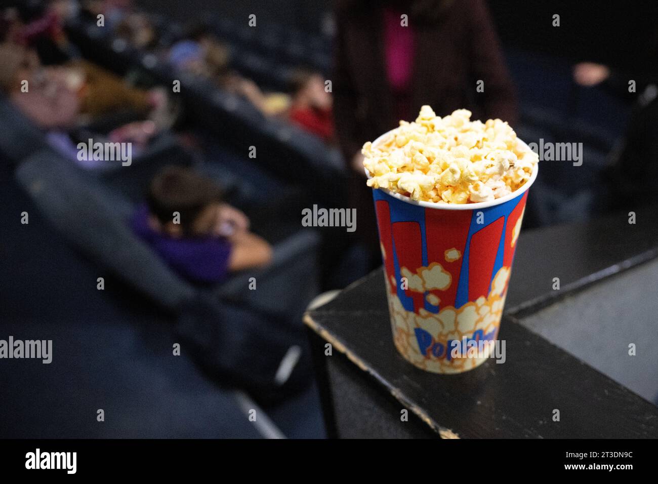Irpin, Ukraine. 20th Oct, 2023. A cup of popcorn stands Kino Perun in a ...