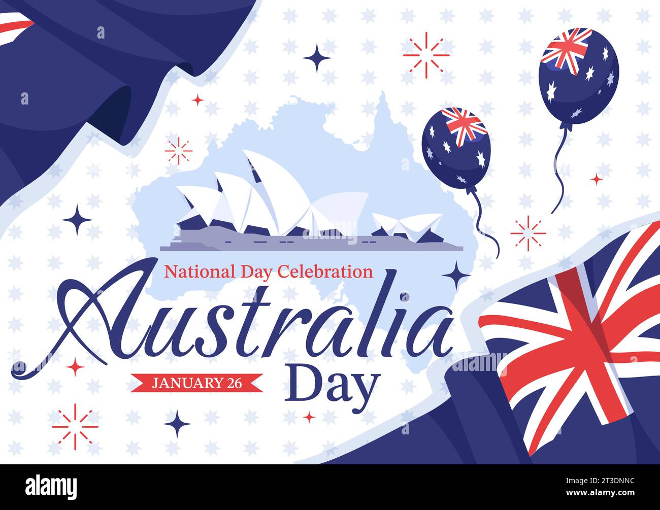Happy Australia Day Vector Illustration on 26 January with Map and ...