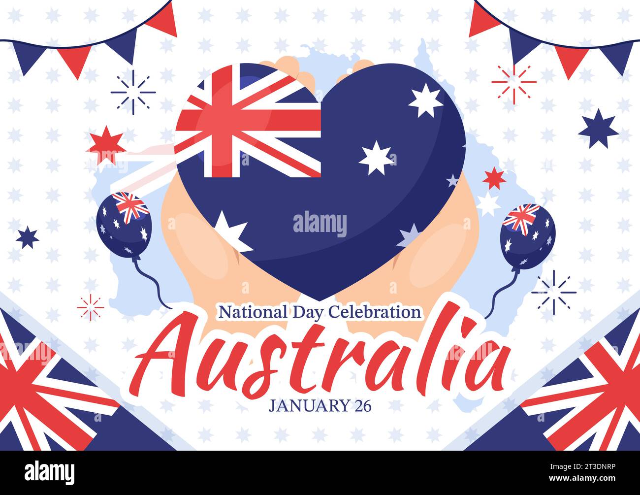 Happy Australia Day Vector Illustration on 26 January with Map and Australian Flag for Banner or ...