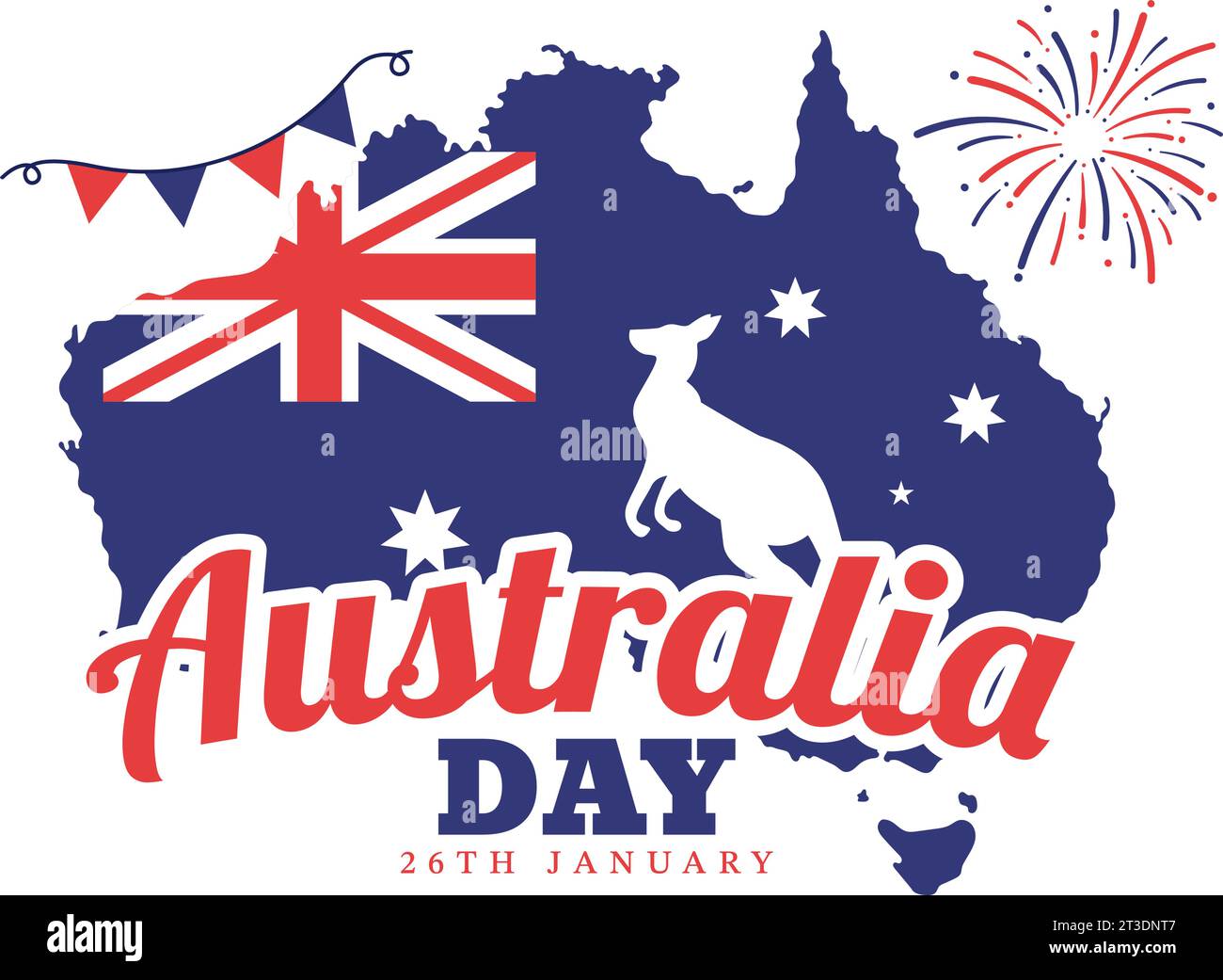 Happy Australia Day Vector Illustration on 26 January with Map and ...