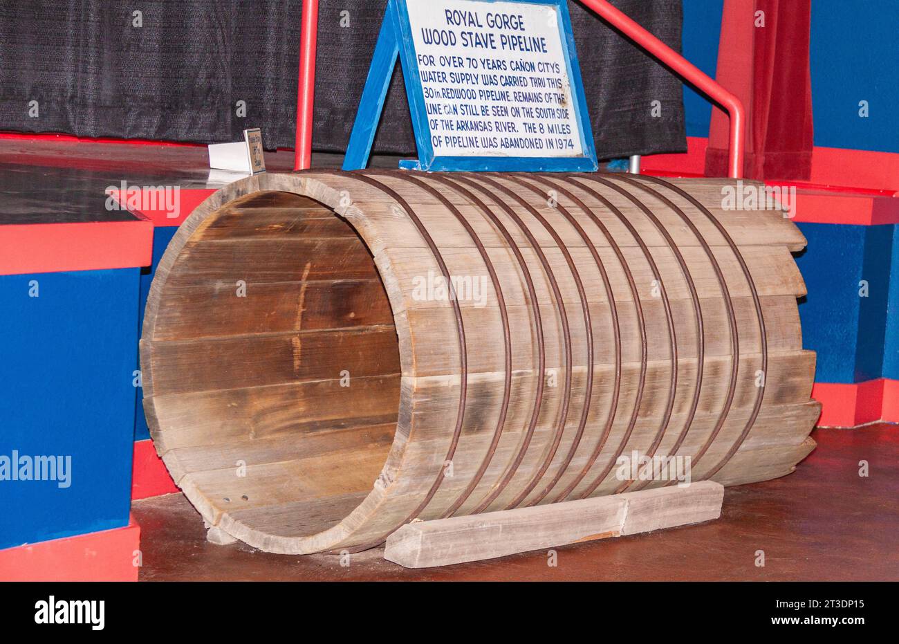 Wooden Pipeline on display in museum at Royal Gorge Park near Canon ...