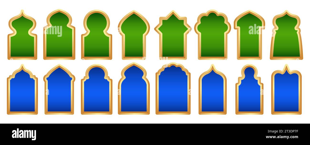 Ramadan frame shapes set. Vector door and windows arch with Islamic ...