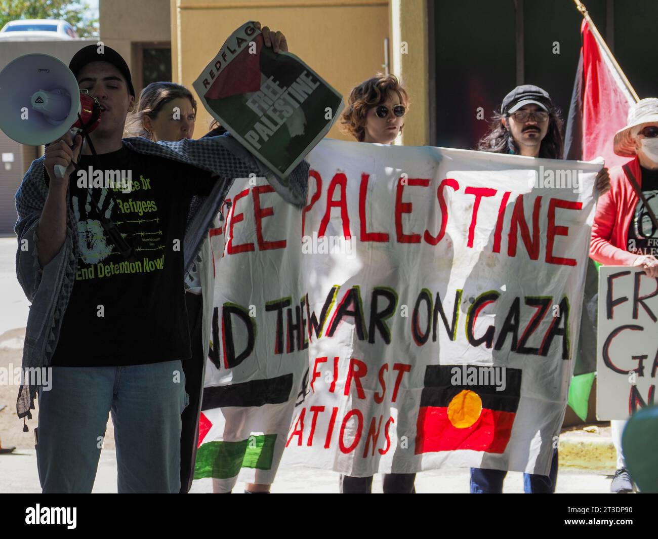 Australia, 25 October 2023, Around 100 people gathered to protest the ...