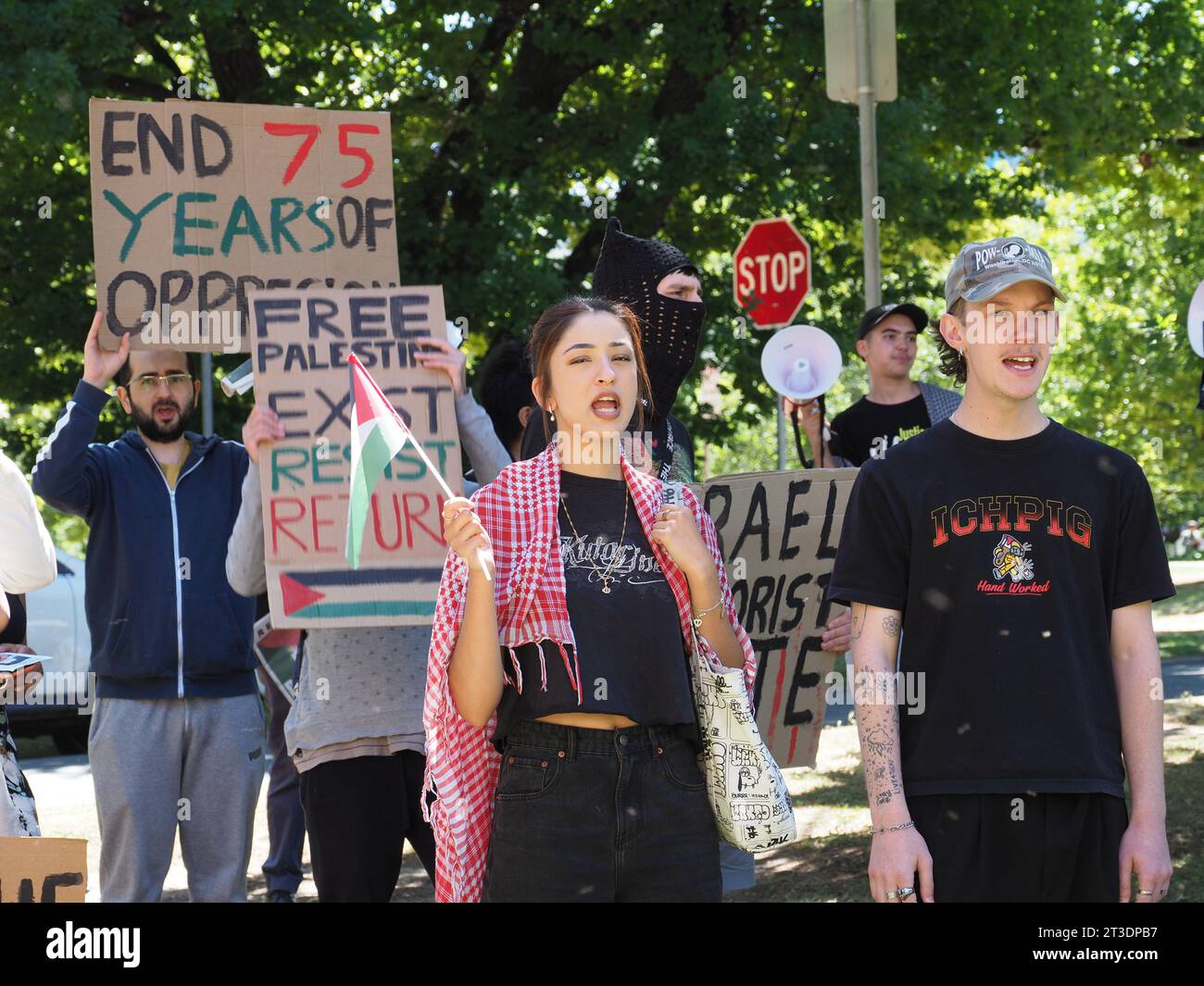 Australia, 25 October 2023, Around 100 people gathered to protest the ...