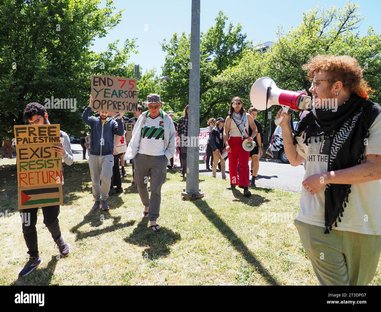 Australia, 25 October 2023, Around 100 people gathered to protest the ...