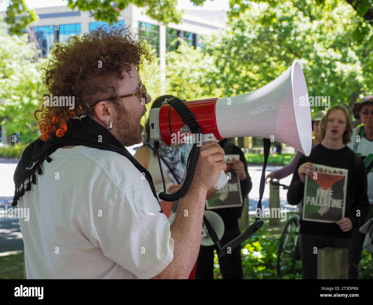 Australia, 25 October 2023, Around 100 people gathered to protest the ...