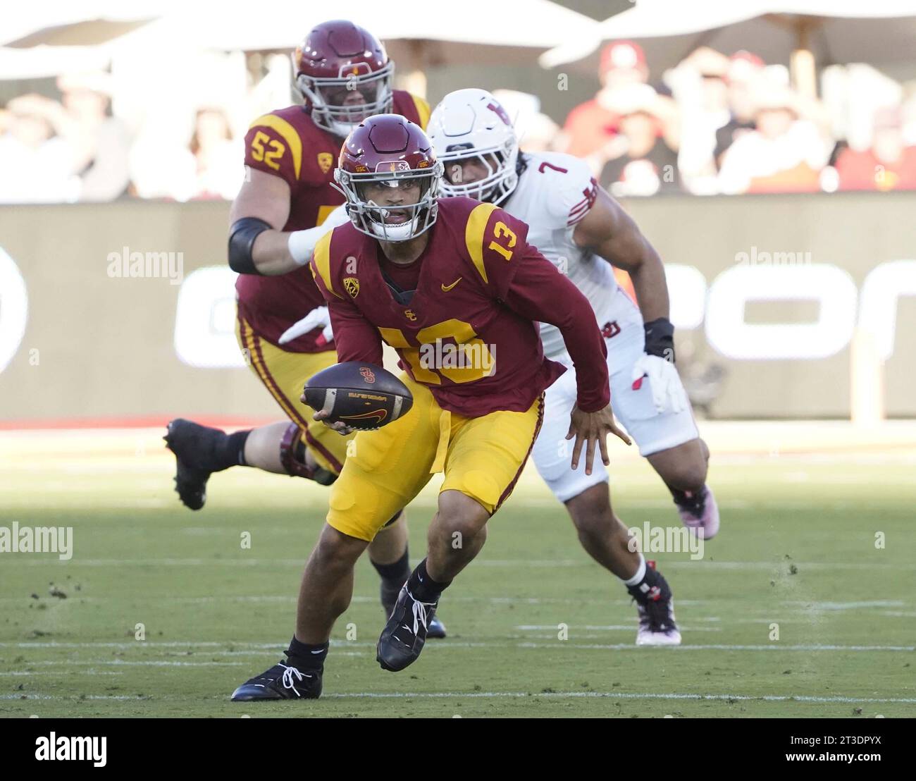 USC Trojans quarterback Caleb Williams (13) makes a play with the ...