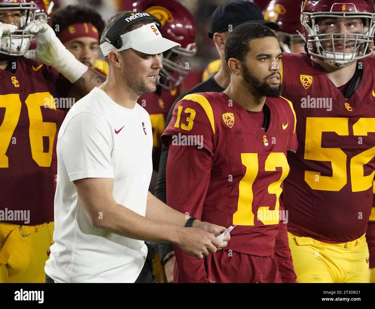 USC Trojans quarterback Caleb Williams (13) makes a play with the ...