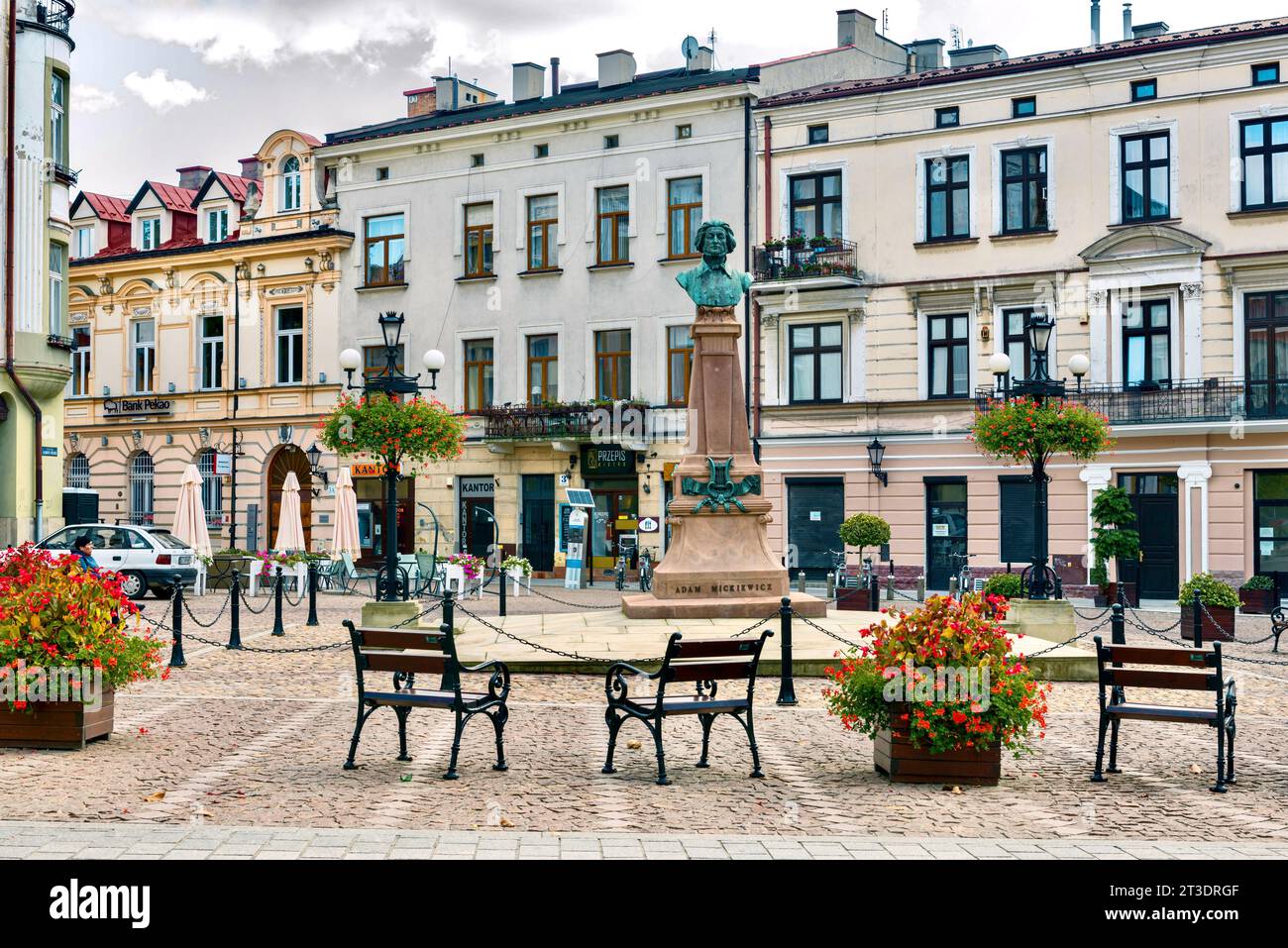 This is a bust of the poet Adam Mickiewicz in a small square. Located ...