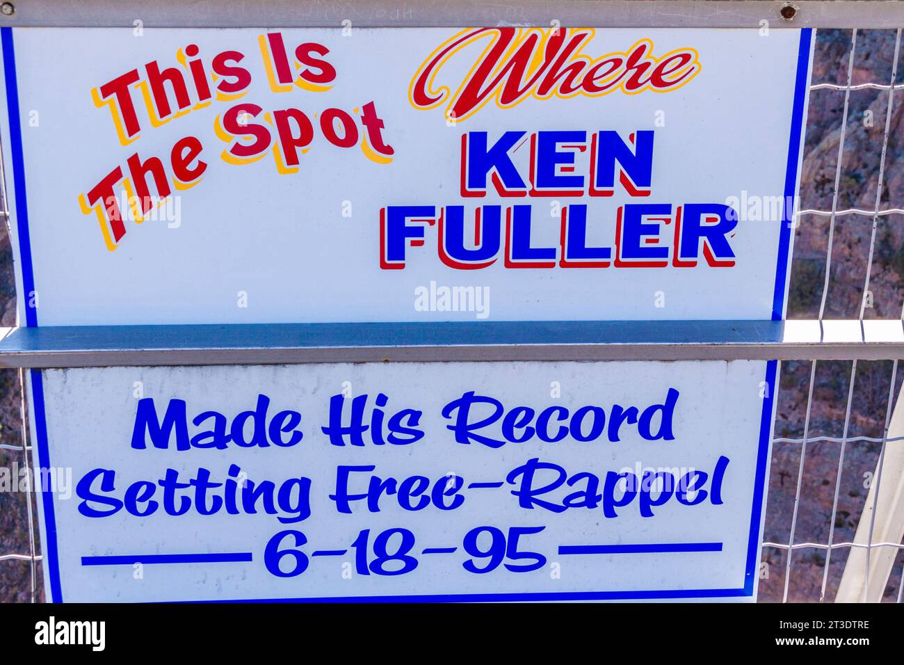 Information sign on Royal Gorge Suspension Bridge in Colorado. This ...