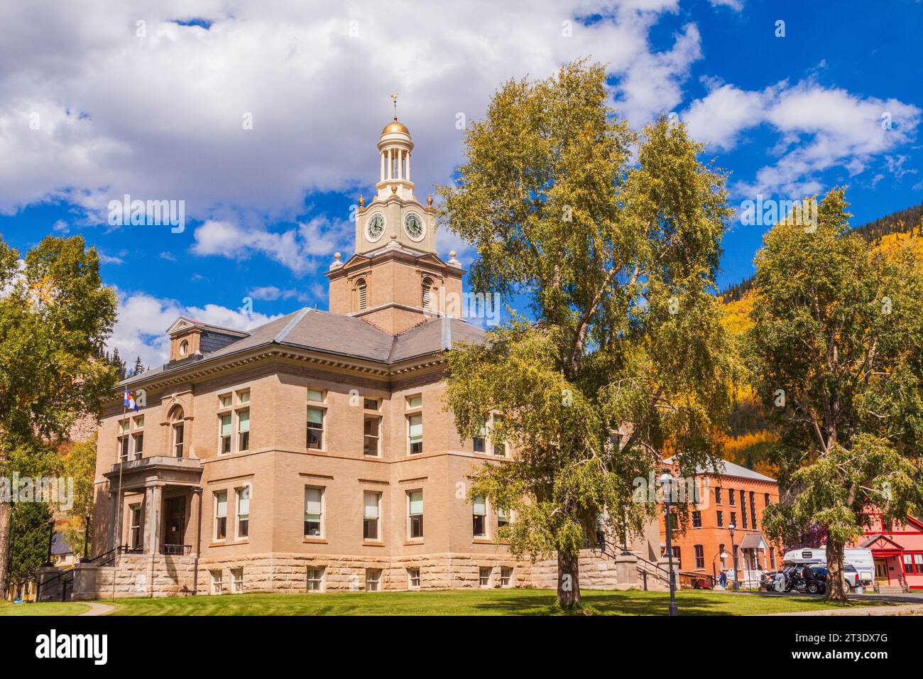 Colorful historic buidlings in the old mining town of Silverton ...