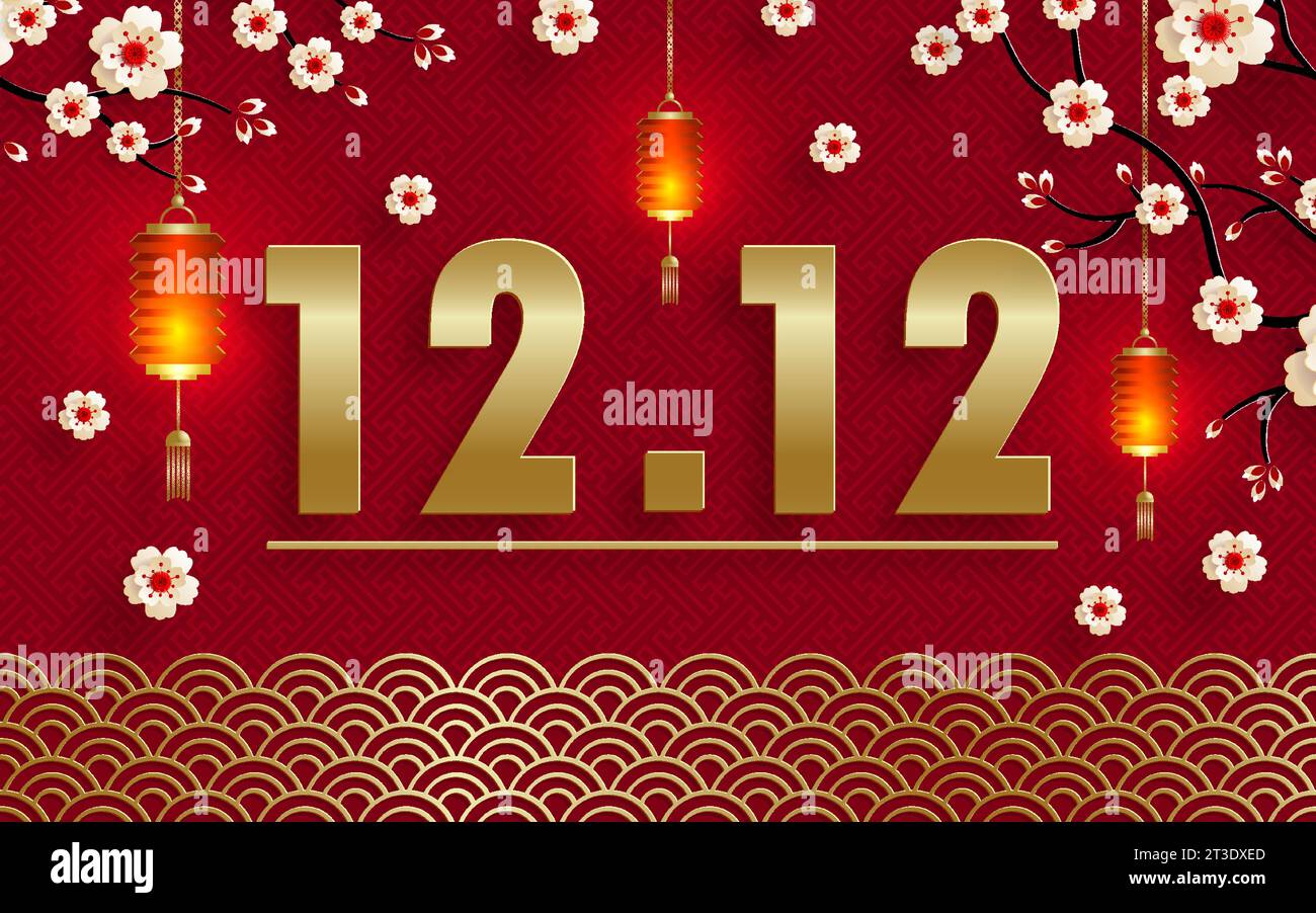 12.12 Shopping day sale poster or flyer design on color background for ...