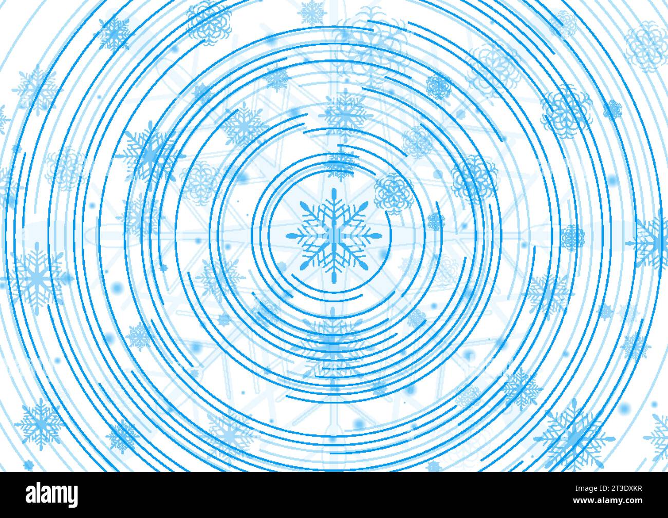 Blue winter Christmas tech abstract background with circular lines and ...