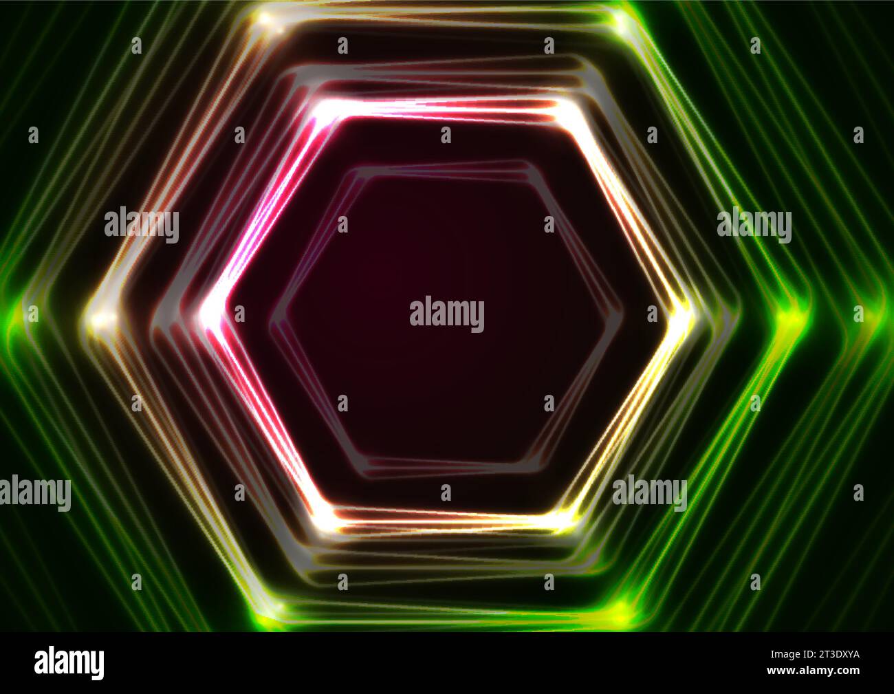 Green pink glowing neon tech hexagons abstract background. Vector design Stock Vector Image ...