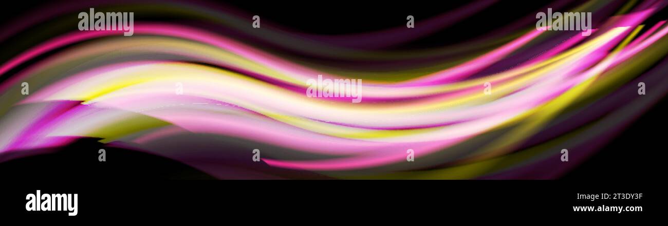 Pink and yellow smooth blurred waves abstract background. Vector banner ...