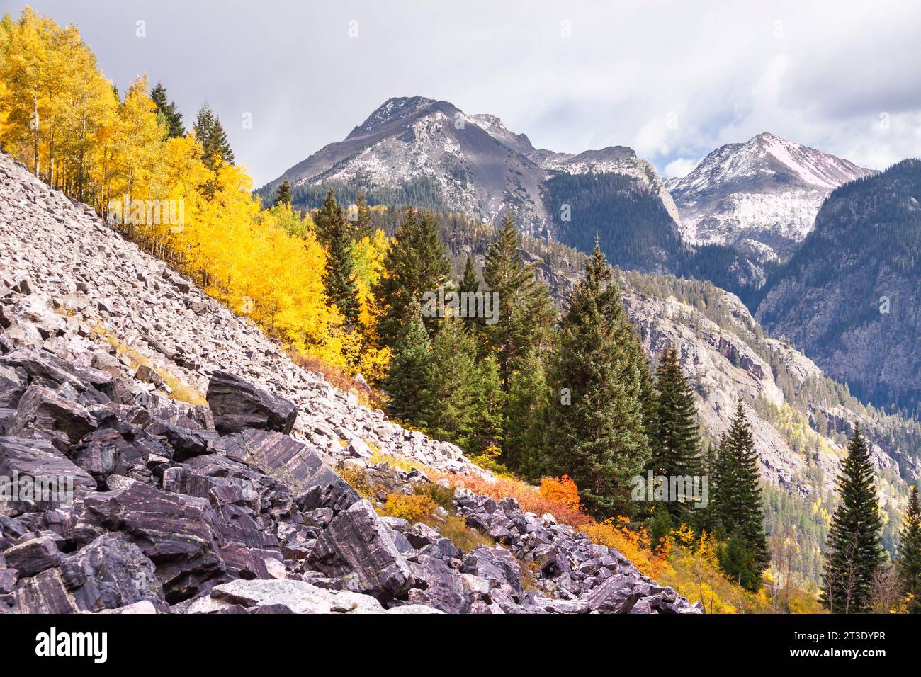 View from train ride on Durango and Silverton Narrow Gauge Railroad in ...