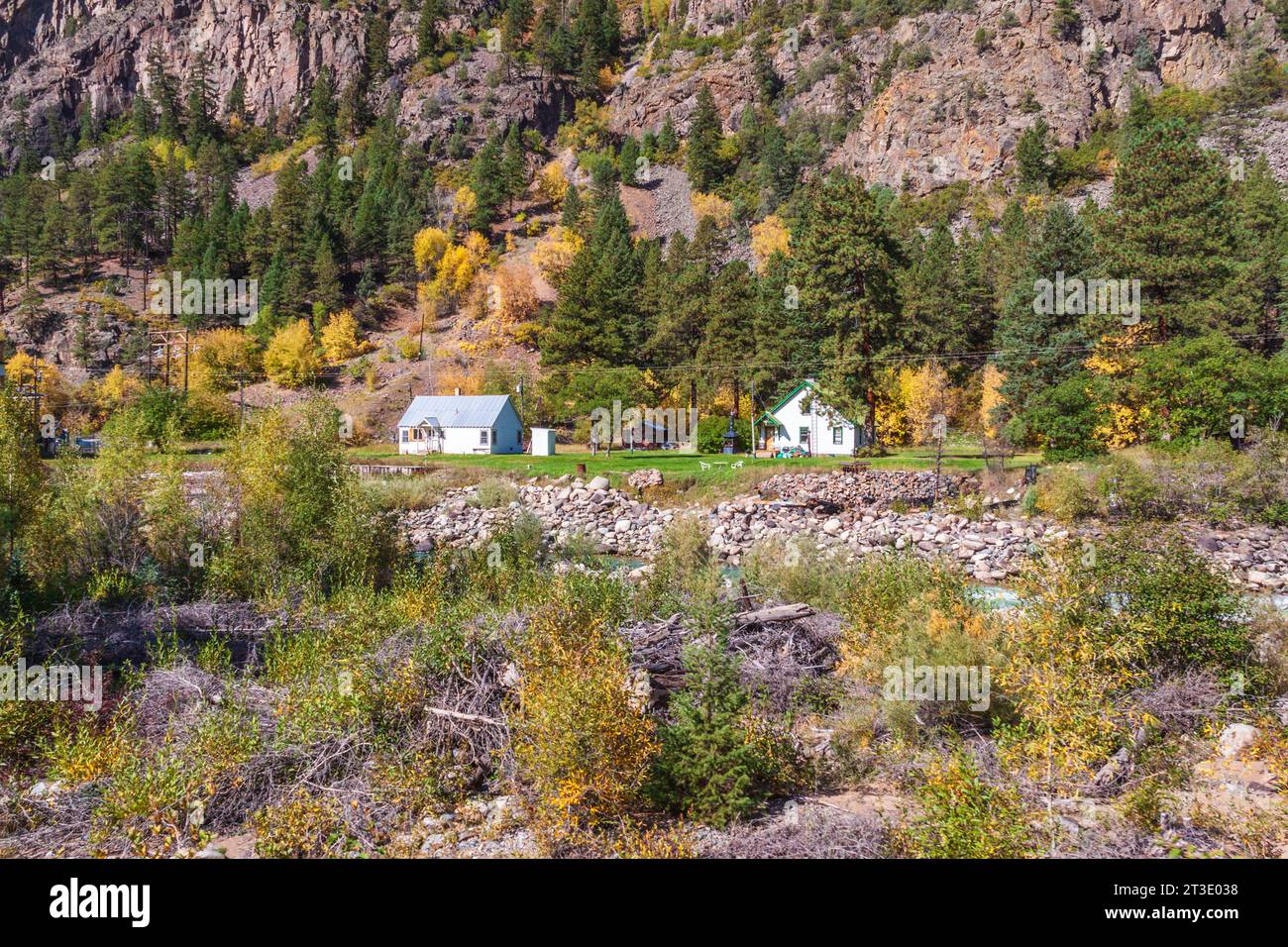 View from train ride on Durango and Silverton Narrow Gauge Railroad in ...