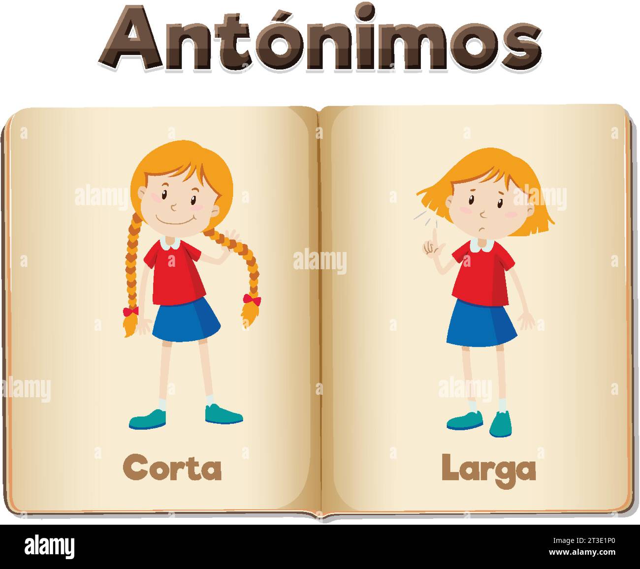Illustrated cards in Spanish for teaching the antonyms short and long ...
