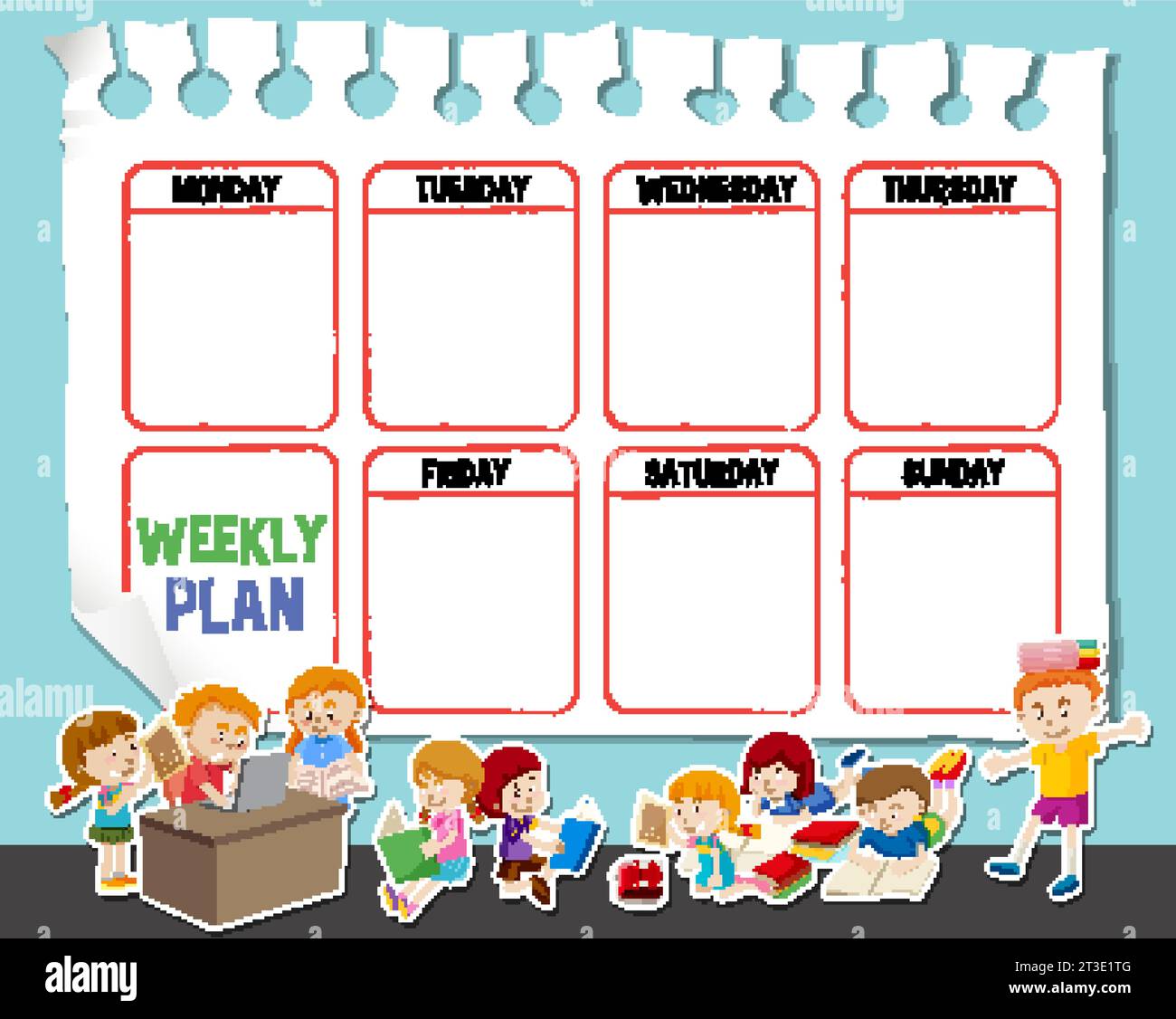 Vector cartoon illustration of a weekly plan dashboar Stock Vector ...