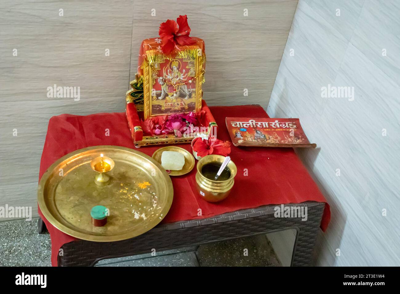 hindu goddess durga idol holy worship at home on the occasion of durga ...
