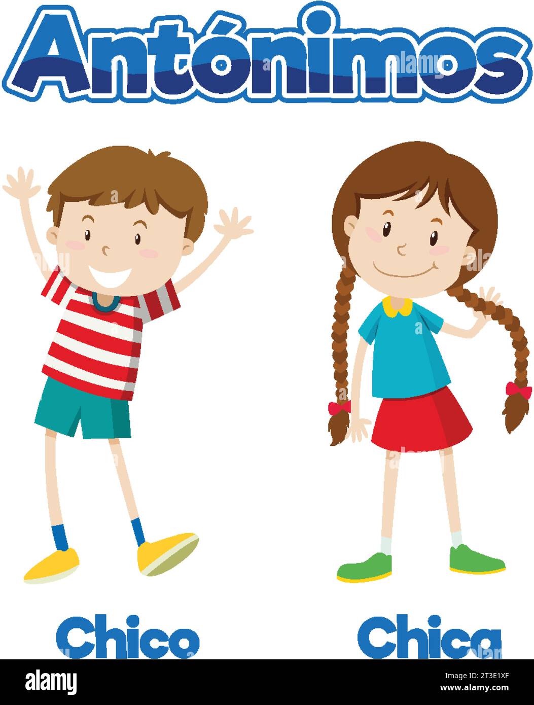 Illustrated word cards for learning Spanish antonyms Stock Vector Image ...