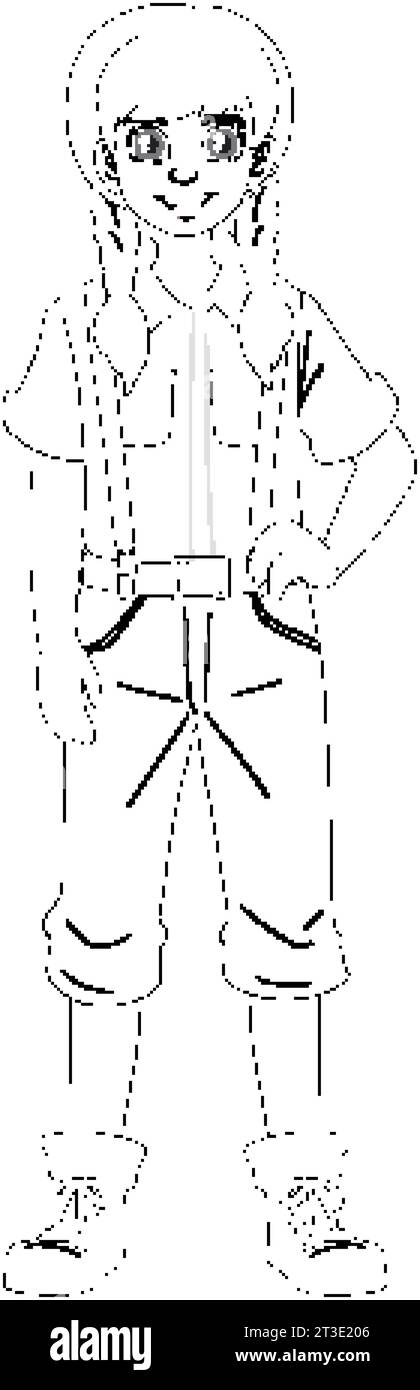 A vector cartoon illustration of a woman wearing suspenders Stock ...