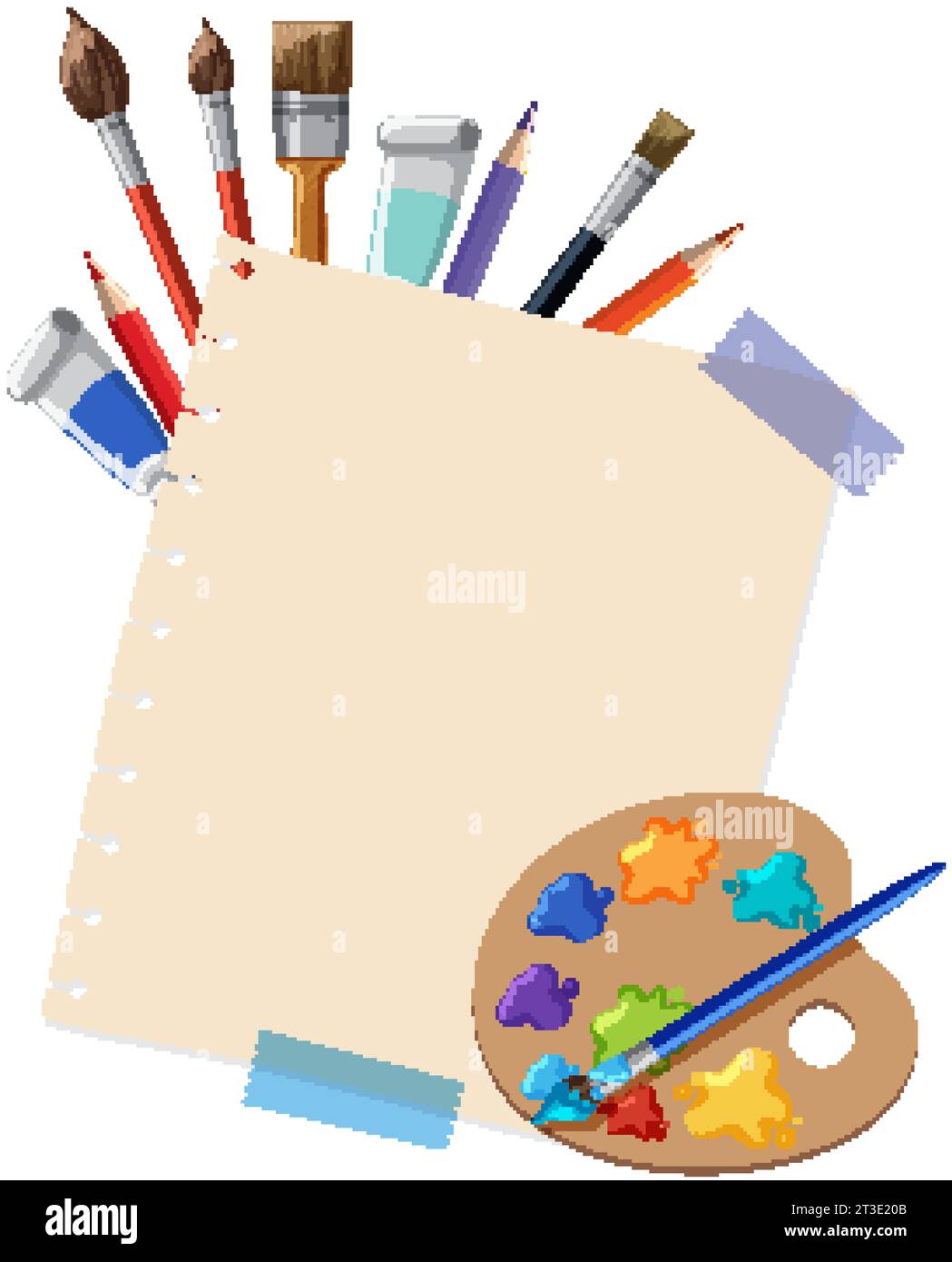 Vibrant tools for painting and drawing in a vector cartoon style Stock ...