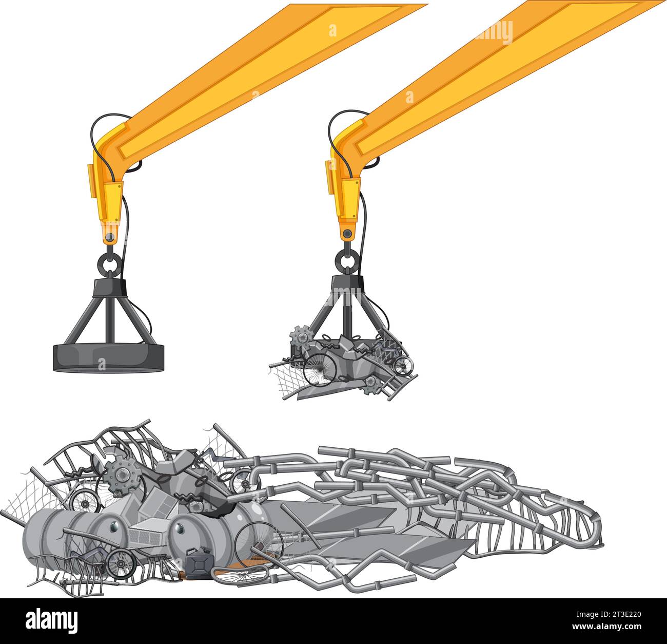 A cartoon-style crane waiting to recycle steel junk Stock Vector Image ...