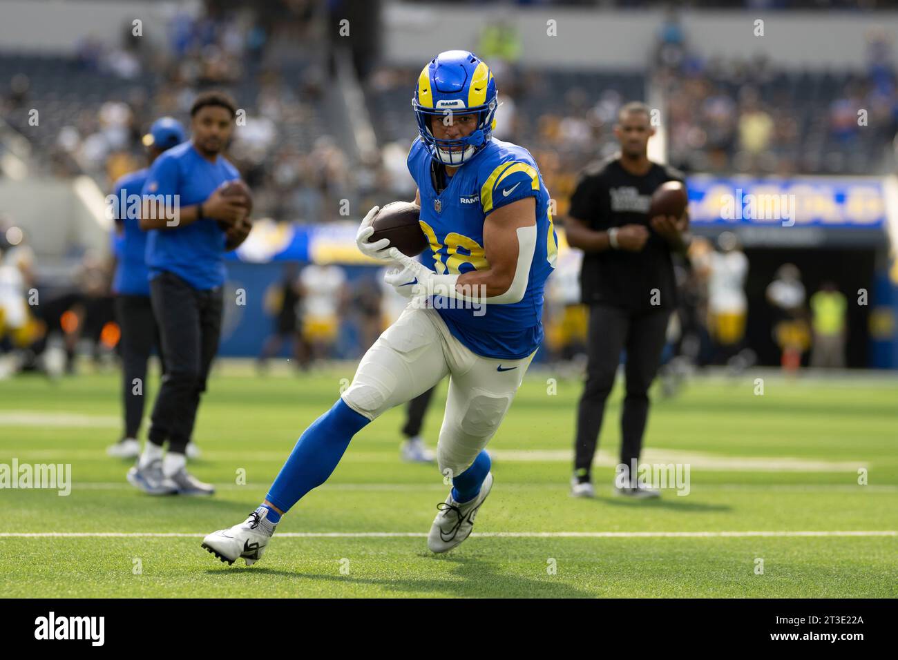 Los Angeles Rams tight end Brycen Hopkins (88) runs with the ball ...